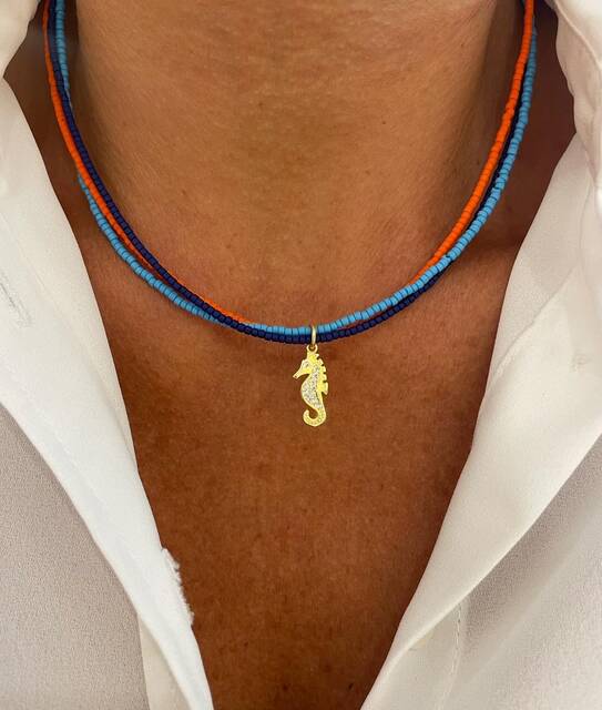 ÜÇ SIRALI GOLD DENİZ ATI KOLYE Satın Al - Shinebypin